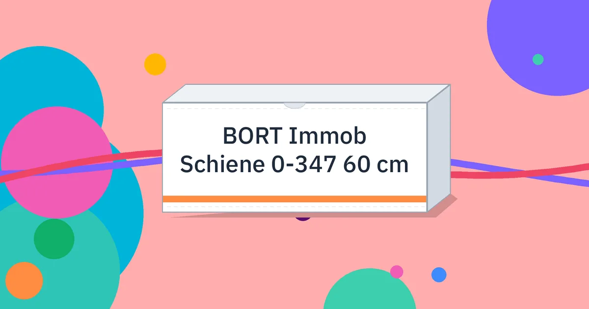 Symbolbild: Packung mit der Aufschrift BORT Immob Schiene 0-347 60 cm (PZN 03809392) – Verfügbarkeit und Bezug in Apotheken in Frankfurt am Main