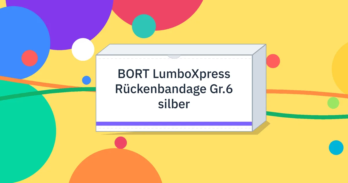 Symbolbild: Packung mit der Aufschrift BORT LumboXpress Rückenbandage Gr.6 silber (PZN 12574031) – Verfügbarkeit und Bezug in Apotheken in Frankfurt am Main