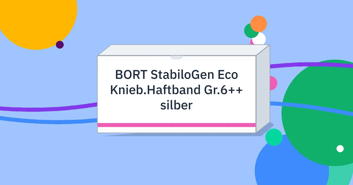 Symbolbild: Packung mit der Aufschrift BORT StabiloGen Eco Knieb.Haftband Gr.6++ silber (PZN 18270094) – Verfügbarkeit und Bezug in Apotheken in Frankfurt am Main