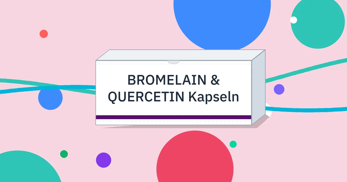 Symbolbild: Packung mit der Aufschrift BROMELAIN & QUERCETIN Kapseln (PZN 17975616) – Verfügbarkeit und Bezug in Apotheken in Frankfurt am Main