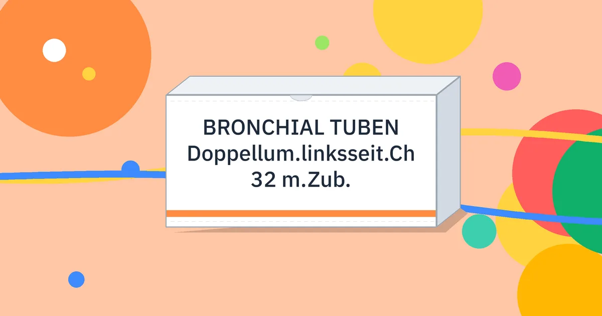 Symbolbild: Packung mit der Aufschrift BRONCHIAL TUBEN Doppellum.linksseit.Ch 32 m.Zub. (PZN 01354496) – Verfügbarkeit und Bezug in Apotheken in Frankfurt am Main