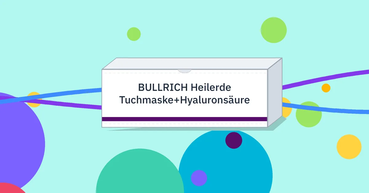 Symbolbild: Packung mit der Aufschrift BULLRICH Heilerde Tuchmaske+Hyaluronsäure (PZN 16857116) – Verfügbarkeit und Bezug in Apotheken in Frankfurt am Main