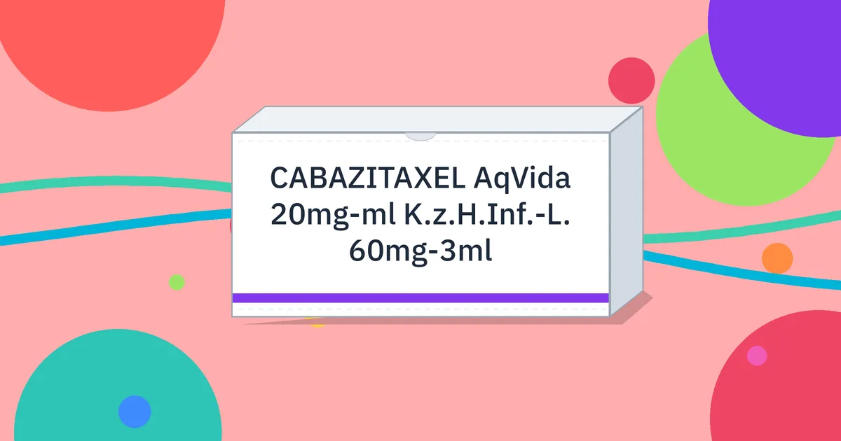 Symbolbild: Packung mit der Aufschrift CABAZITAXEL AqVida 20mg-ml K.z.H.Inf.-L. 60mg-3ml (PZN 17198348) – Verfügbarkeit und Bezug in Apotheken in Frankfurt am Main
