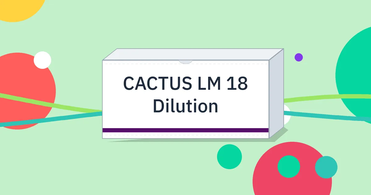 Symbolbild: Packung mit der Aufschrift CACTUS LM 18 Dilution (PZN 02601034) – Verfügbarkeit und Bezug in Apotheken in Frankfurt am Main