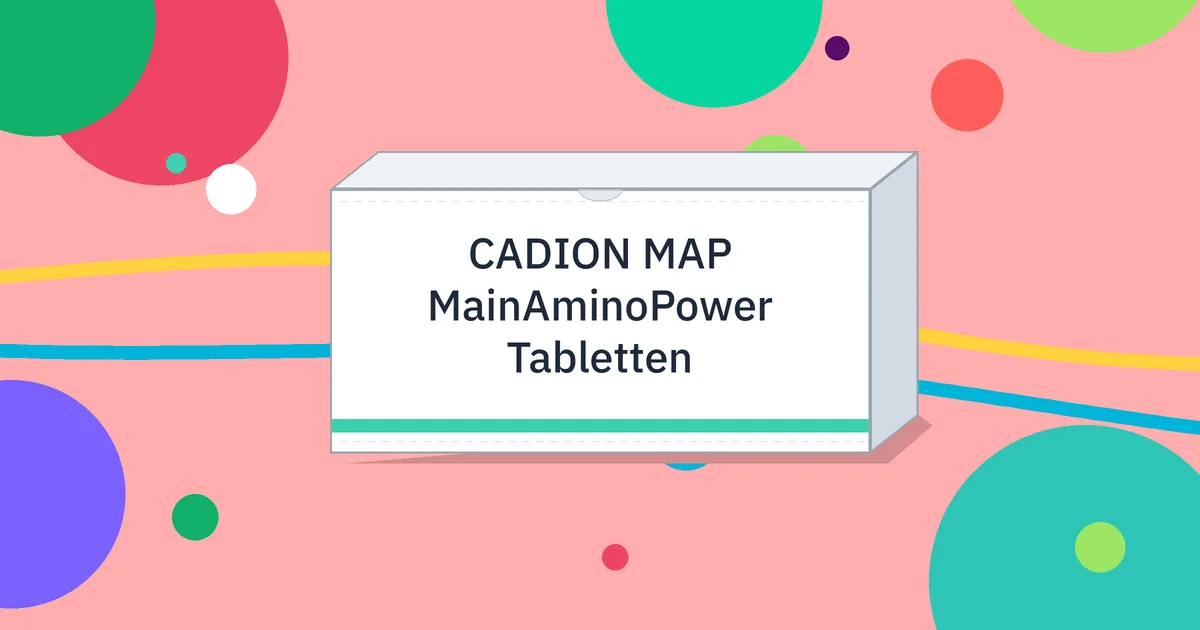 Symbolbild: Packung mit der Aufschrift CADION MAP MainAminoPower Tabletten (PZN 15577395) – Verfügbarkeit und Bezug in Apotheken in Frankfurt am Main