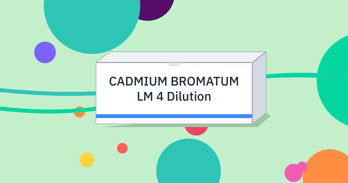 Symbolbild: Packung mit der Aufschrift CADMIUM BROMATUM LM 4 Dilution (PZN 12797759) – Verfügbarkeit und Bezug in Apotheken in Frankfurt am Main