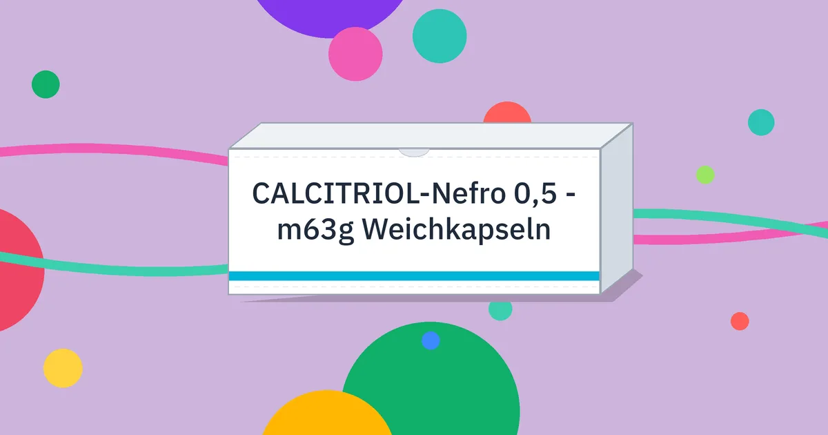 Symbolbild: Packung mit der Aufschrift CALCITRIOL-Nefro 0,5 -m63g Weichkapseln (PZN 03531991) – Verfügbarkeit und Bezug in Apotheken in Frankfurt am Main