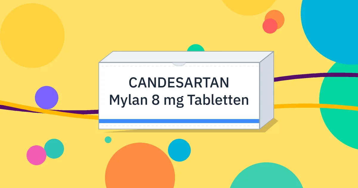 Symbolbild: Packung mit der Aufschrift CANDESARTAN Mylan 8 mg Tabletten (PZN 17629297) – Verfügbarkeit und Bezug in Apotheken in Frankfurt am Main