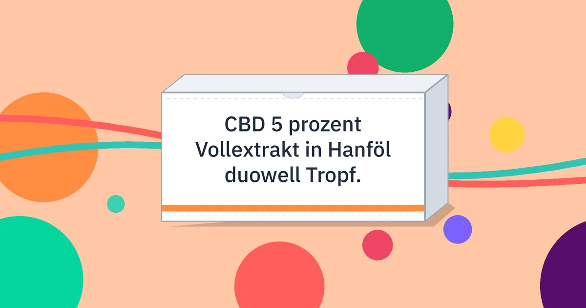 Symbolbild: Packung mit der Aufschrift CBD 5 prozent Vollextrakt in Hanföl duowell Tropf. (PZN 15630072) – Verfügbarkeit und Bezug in Apotheken in Frankfurt am Main