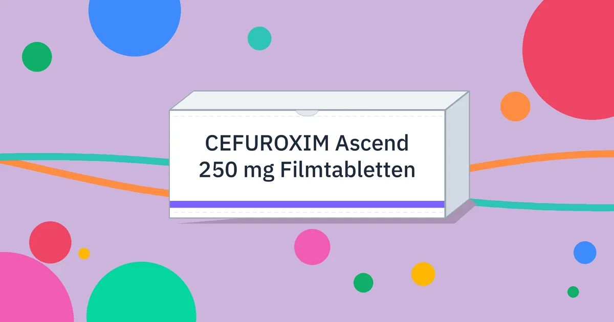 Symbolbild: Packung mit der Aufschrift CEFUROXIM Ascend 250 mg Filmtabletten (PZN 18250720) – Verfügbarkeit und Bezug in Apotheken in Frankfurt am Main