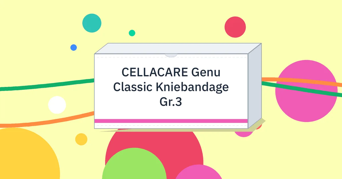 Symbolbild: Packung mit der Aufschrift CELLACARE Genu Classic Kniebandage Gr.3 (PZN 12647899) – Verfügbarkeit und Bezug in Apotheken in Frankfurt am Main