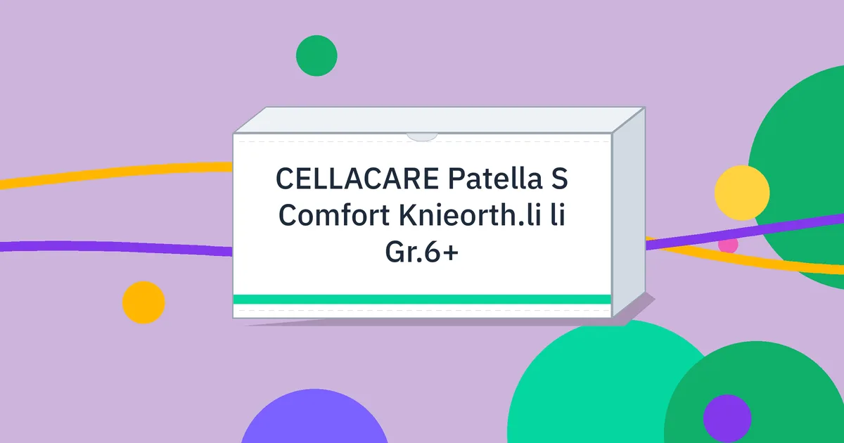 Symbolbild: Packung mit der Aufschrift CELLACARE Patella S Comfort Knieorth.li li Gr.6+ (PZN 19251466) – Verfügbarkeit und Bezug in Apotheken in Frankfurt am Main