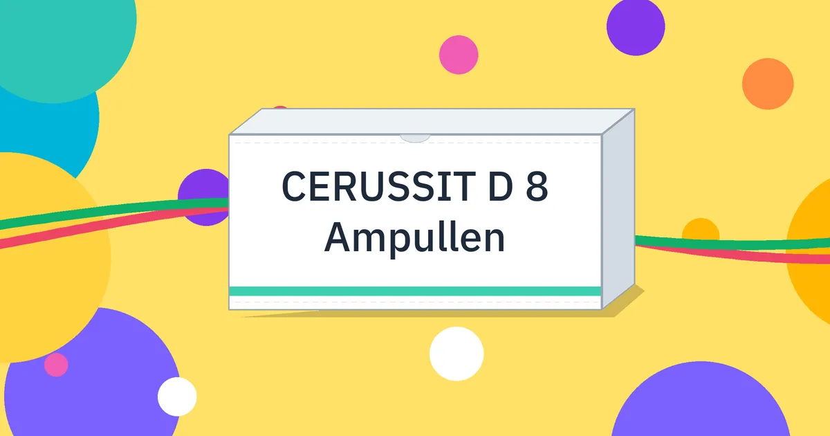 Symbolbild: Packung mit der Aufschrift CERUSSIT D 8 Ampullen (PZN 02818621) – Verfügbarkeit und Bezug in Apotheken in Frankfurt am Main