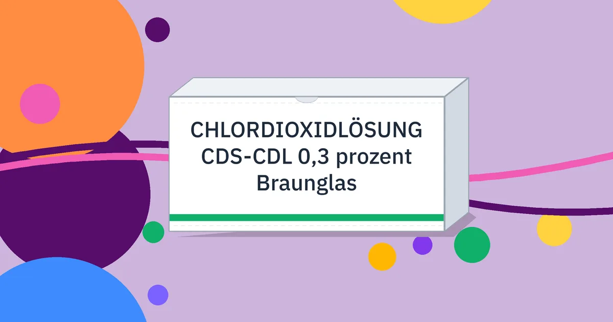 Symbolbild: Packung mit der Aufschrift CHLORDIOXIDLÖSUNG CDS-CDL 0,3 prozent Braunglas (PZN 16803043) – Verfügbarkeit und Bezug in Apotheken in Frankfurt am Main