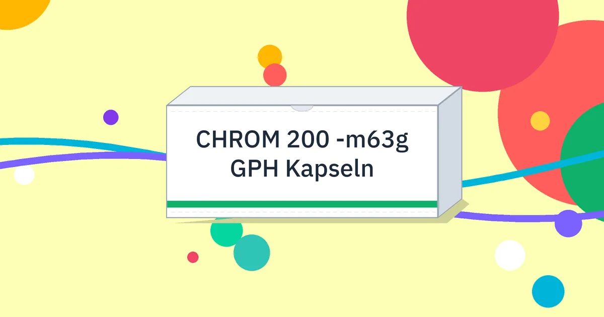 Symbolbild: Packung mit der Aufschrift CHROM 200 -m63g GPH Kapseln (PZN 17993229) – Verfügbarkeit und Bezug in Apotheken in Frankfurt am Main