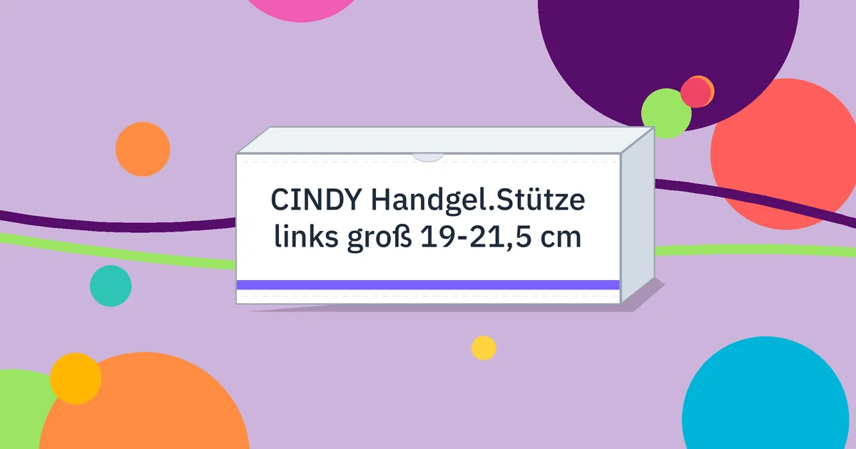 Symbolbild: Packung mit der Aufschrift CINDY Handgel.Stütze links groß 19-21,5 cm (PZN 04496860) – Verfügbarkeit und Bezug in Apotheken in Frankfurt am Main