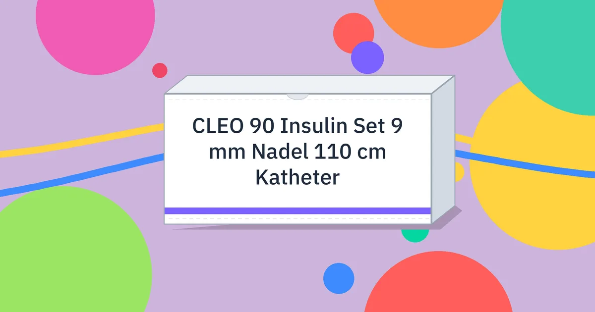 Symbolbild: Packung mit der Aufschrift CLEO 90 Insulin Set 9 mm Nadel 110 cm Katheter (PZN 02908896) – Verfügbarkeit und Bezug in Apotheken in Frankfurt am Main