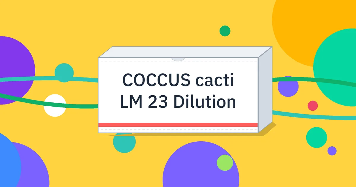 Symbolbild: Packung mit der Aufschrift COCCUS cacti LM 23 Dilution (PZN 12829175) – Verfügbarkeit und Bezug in Apotheken in Frankfurt am Main