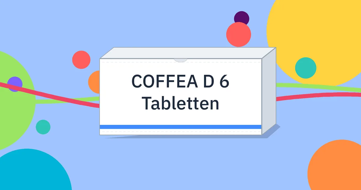 Symbolbild: Packung mit der Aufschrift COFFEA D 6 Tabletten (PZN 02628719) – Verfügbarkeit und Bezug in Apotheken in Frankfurt am Main
