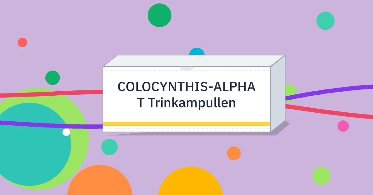 Symbolbild: Packung mit der Aufschrift COLOCYNTHIS-ALPHA T Trinkampullen (PZN 10222977) – Verfügbarkeit und Bezug in Apotheken in Frankfurt am Main