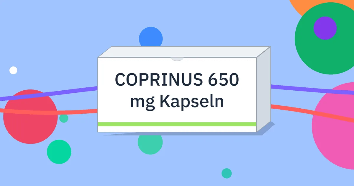 Symbolbild: Packung mit der Aufschrift COPRINUS 650 mg Kapseln (PZN 16661666) – Verfügbarkeit und Bezug in Apotheken in Frankfurt am Main