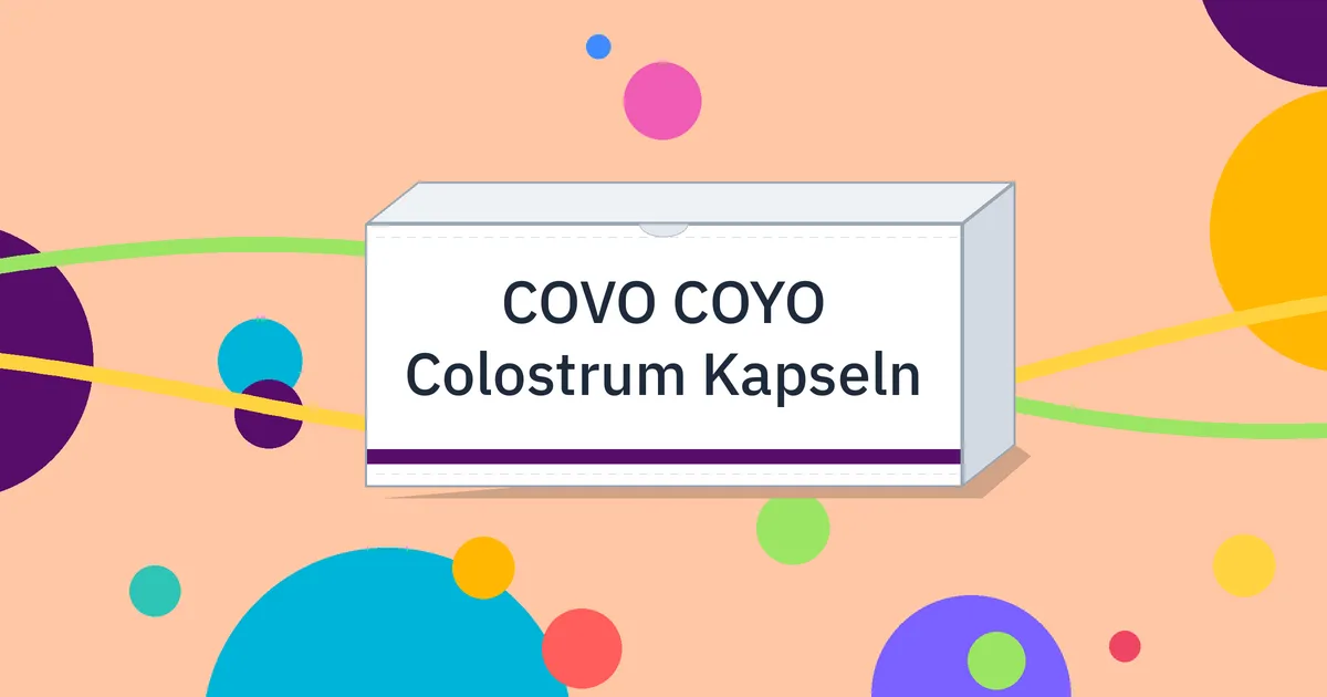 Symbolbild: Packung mit der Aufschrift COVO COYO Colostrum Kapseln (PZN 20000195) – Verfügbarkeit und Bezug in Apotheken in Frankfurt am Main