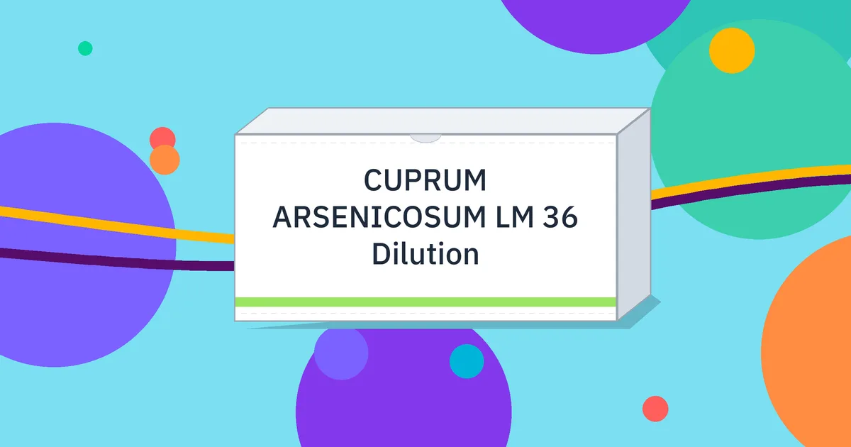 Symbolbild: Packung mit der Aufschrift CUPRUM ARSENICOSUM LM 36 Dilution (PZN 12837944) – Verfügbarkeit und Bezug in Apotheken in Frankfurt am Main
