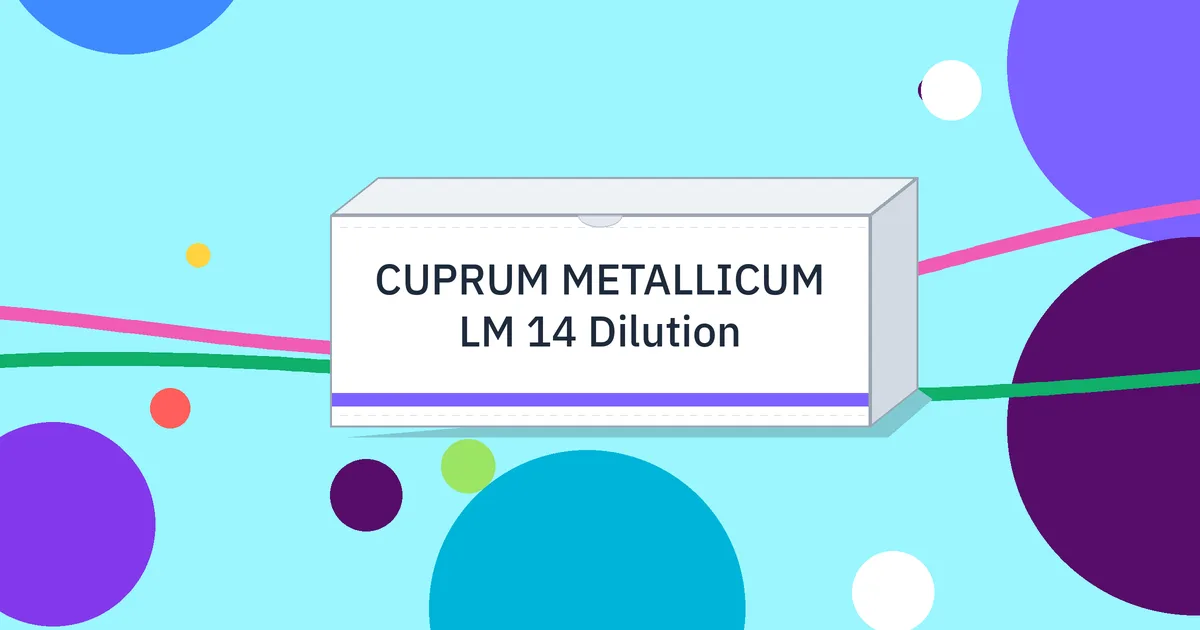 Symbolbild: Packung mit der Aufschrift CUPRUM METALLICUM LM 14 Dilution (PZN 12838174) – Verfügbarkeit und Bezug in Apotheken in Frankfurt am Main