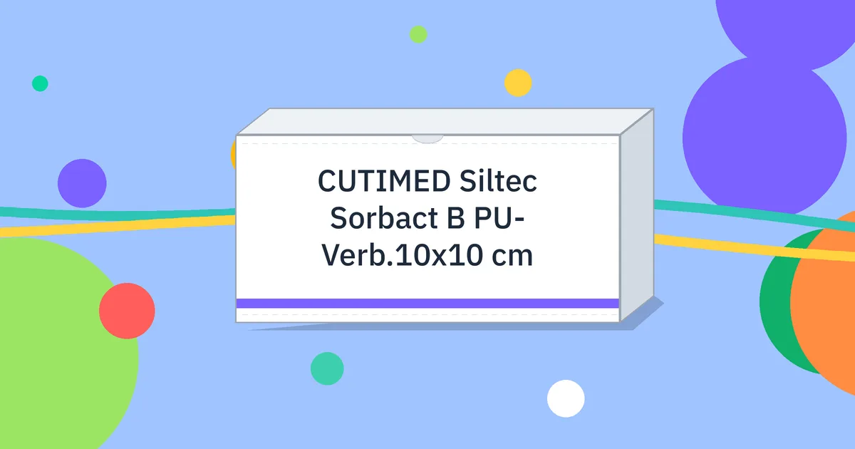Symbolbild: Packung mit der Aufschrift CUTIMED Siltec Sorbact B PU-Verb.10x10 cm (PZN 19472931) – Verfügbarkeit und Bezug in Apotheken in Frankfurt am Main