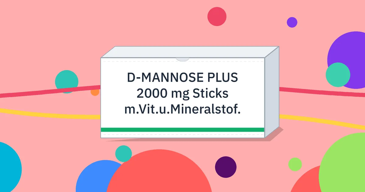 Symbolbild: Packung mit der Aufschrift D-MANNOSE PLUS 2000 mg Sticks m.Vit.u.Mineralstof. (PZN 15211369) – Verfügbarkeit und Bezug in Apotheken in Frankfurt am Main