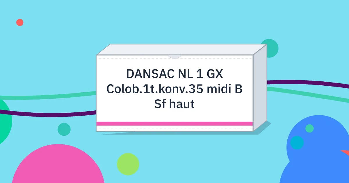 Symbolbild: Packung mit der Aufschrift DANSAC NL 1 GX Colob.1t.konv.35 midi B Sf haut (PZN 10945807) – Verfügbarkeit und Bezug in Apotheken in Frankfurt am Main