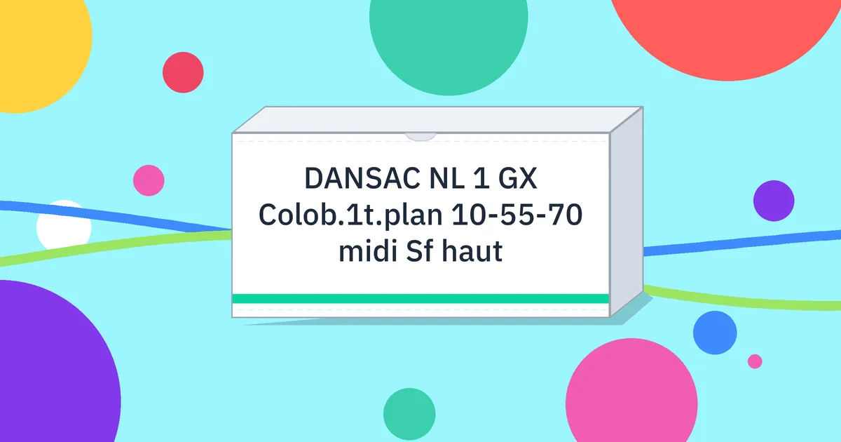 Symbolbild: Packung mit der Aufschrift DANSAC NL 1 GX Colob.1t.plan 10-55-70 midi Sf haut (PZN 10945500) – Verfügbarkeit und Bezug in Apotheken in Frankfurt am Main