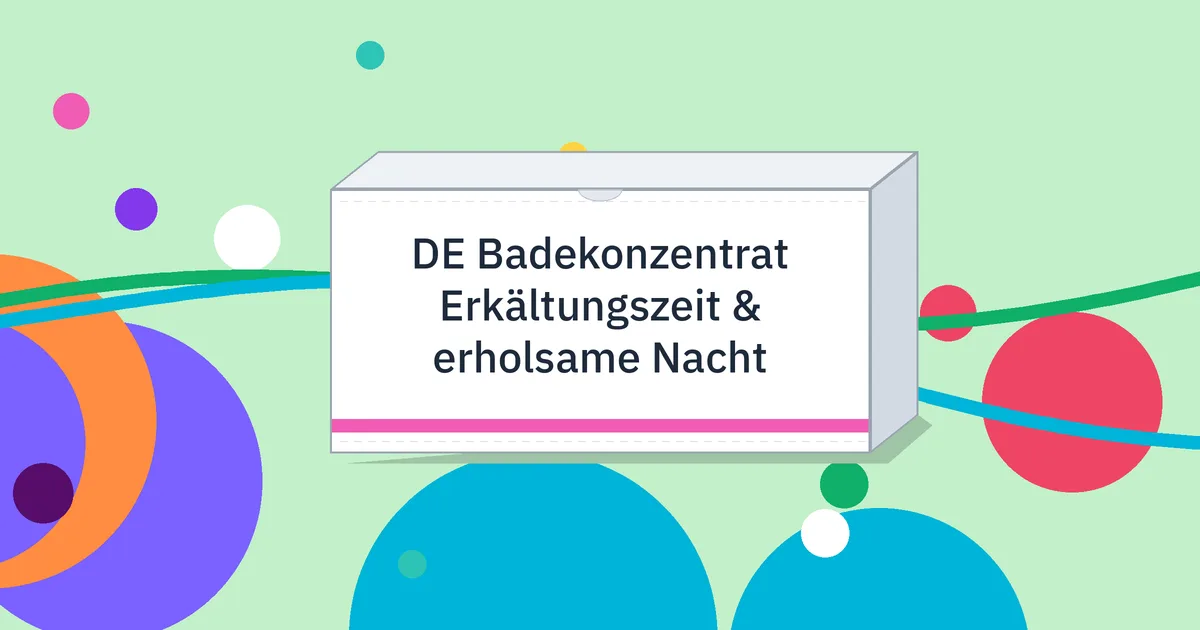 Symbolbild: Packung mit der Aufschrift DE Badekonzentrat Erkältungszeit & erholsame Nacht (PZN 18681360) – Verfügbarkeit und Bezug in Apotheken in Frankfurt am Main