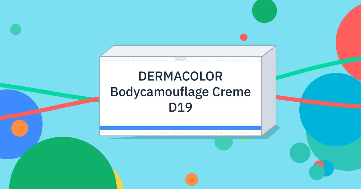 Symbolbild: Packung mit der Aufschrift DERMACOLOR Bodycamouflage Creme D19 (PZN 15818137) – Verfügbarkeit und Bezug in Apotheken in Frankfurt am Main