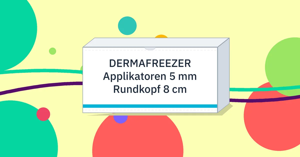 Symbolbild: Packung mit der Aufschrift DERMAFREEZER Applikatoren 5 mm Rundkopf 8 cm (PZN 07318521) – Verfügbarkeit und Bezug in Apotheken in Frankfurt am Main