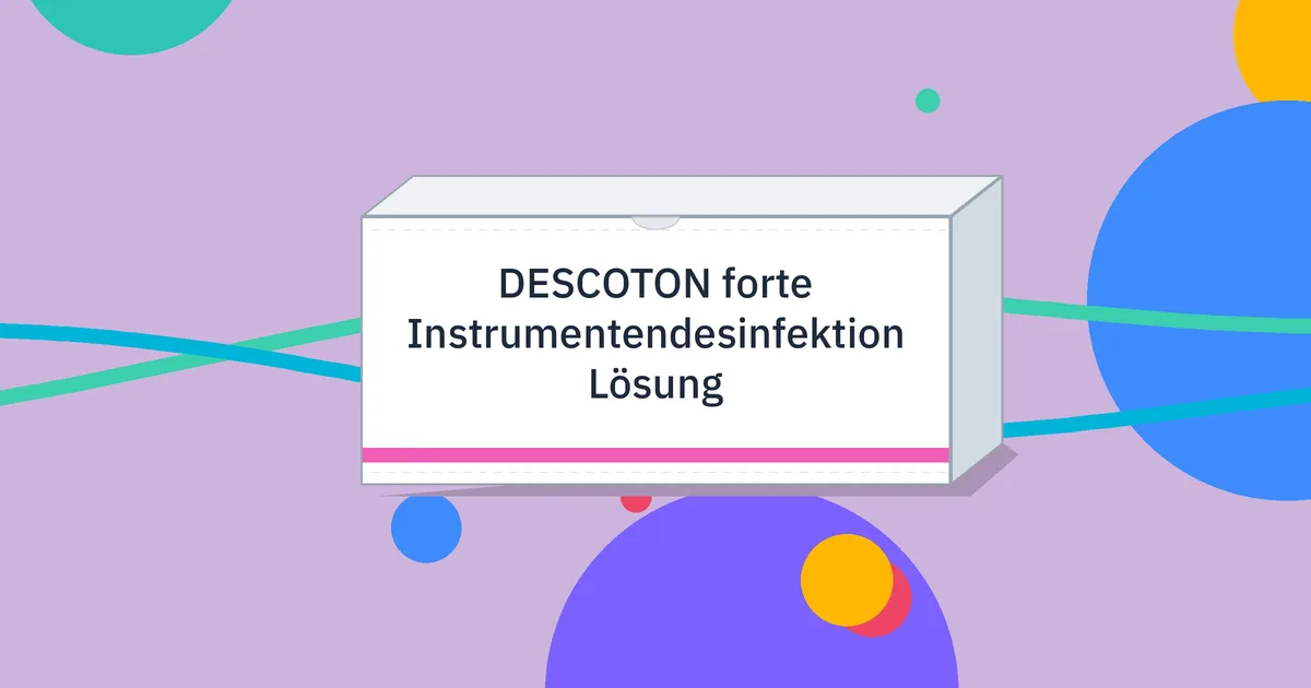 Symbolbild: Packung mit der Aufschrift DESCOTON forte Instrumentendesinfektion Lösung (PZN 04606544) – Verfügbarkeit und Bezug in Apotheken in Frankfurt am Main