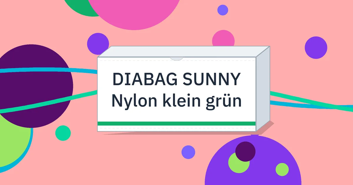 Symbolbild: Packung mit der Aufschrift DIABAG SUNNY Nylon klein grün (PZN 12408918) – Verfügbarkeit und Bezug in Apotheken in Frankfurt am Main
