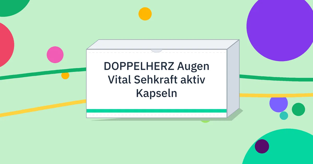 Symbolbild: Packung mit der Aufschrift DOPPELHERZ Augen Vital Sehkraft aktiv Kapseln (PZN 16659161) – Verfügbarkeit und Bezug in Apotheken in Frankfurt am Main