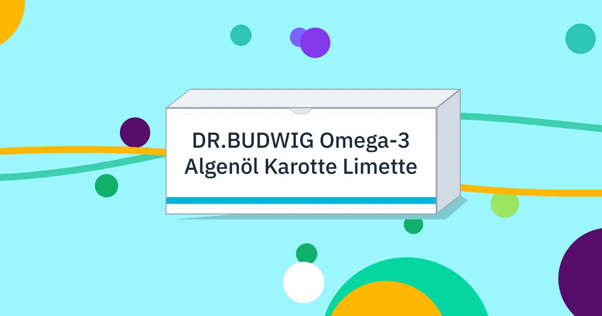 Symbolbild: Packung mit der Aufschrift DR.BUDWIG Omega-3 Algenöl Karotte Limette (PZN 19364986) – Verfügbarkeit und Bezug in Apotheken in Frankfurt am Main