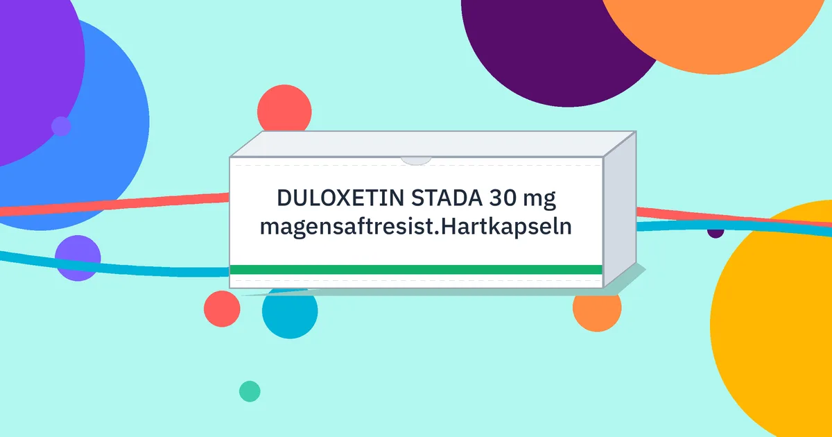 Symbolbild: Packung mit der Aufschrift DULOXETIN STADA 30 mg magensaftresist.Hartkapseln (PZN 11592191) – Verfügbarkeit und Bezug in Apotheken in Frankfurt am Main