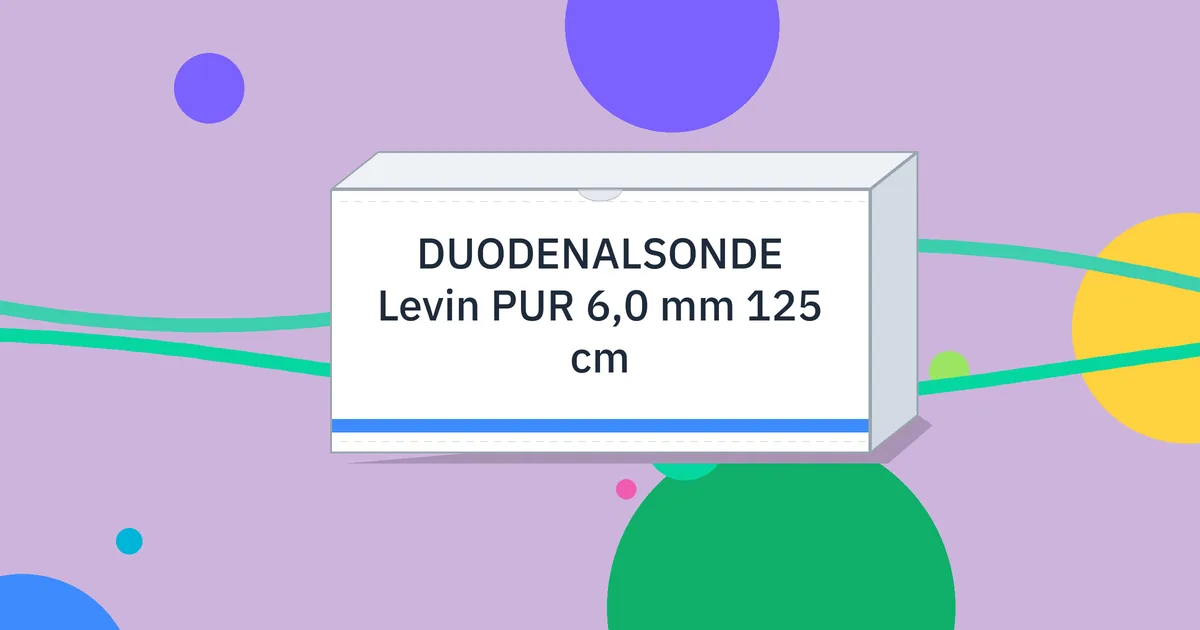 Symbolbild: Packung mit der Aufschrift DUODENALSONDE Levin PUR 6,0 mm 125 cm (PZN 00989548) – Verfügbarkeit und Bezug in Apotheken in Frankfurt am Main