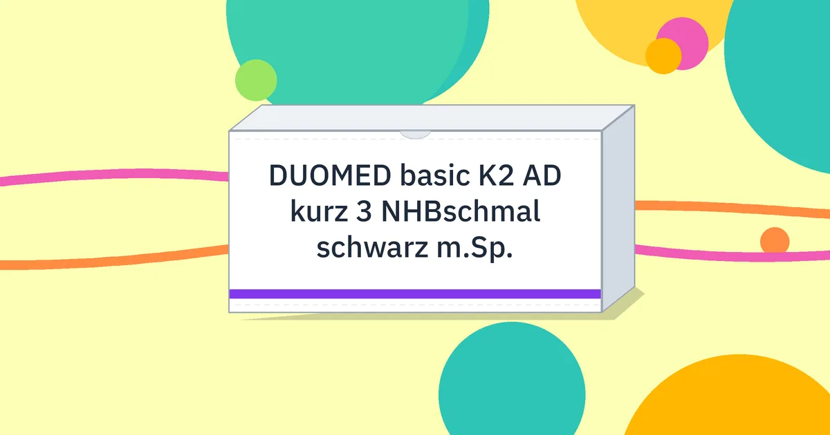 Symbolbild: Packung mit der Aufschrift DUOMED basic K2 AD kurz 3 NHBschmal schwarz m.Sp. (PZN 20907908) – Verfügbarkeit und Bezug in Apotheken in Frankfurt am Main
