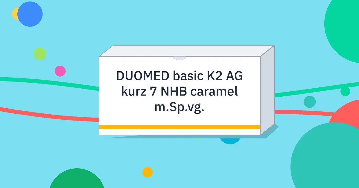 Symbolbild: Packung mit der Aufschrift DUOMED basic K2 AG kurz 7 NHB caramel m.Sp.vg. (PZN 20908121) – Verfügbarkeit und Bezug in Apotheken in Frankfurt am Main