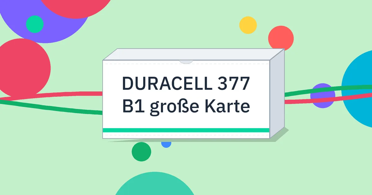Symbolbild: Packung mit der Aufschrift DURACELL 377 B1 große Karte (PZN 10256700) – Verfügbarkeit und Bezug in Apotheken in Frankfurt am Main