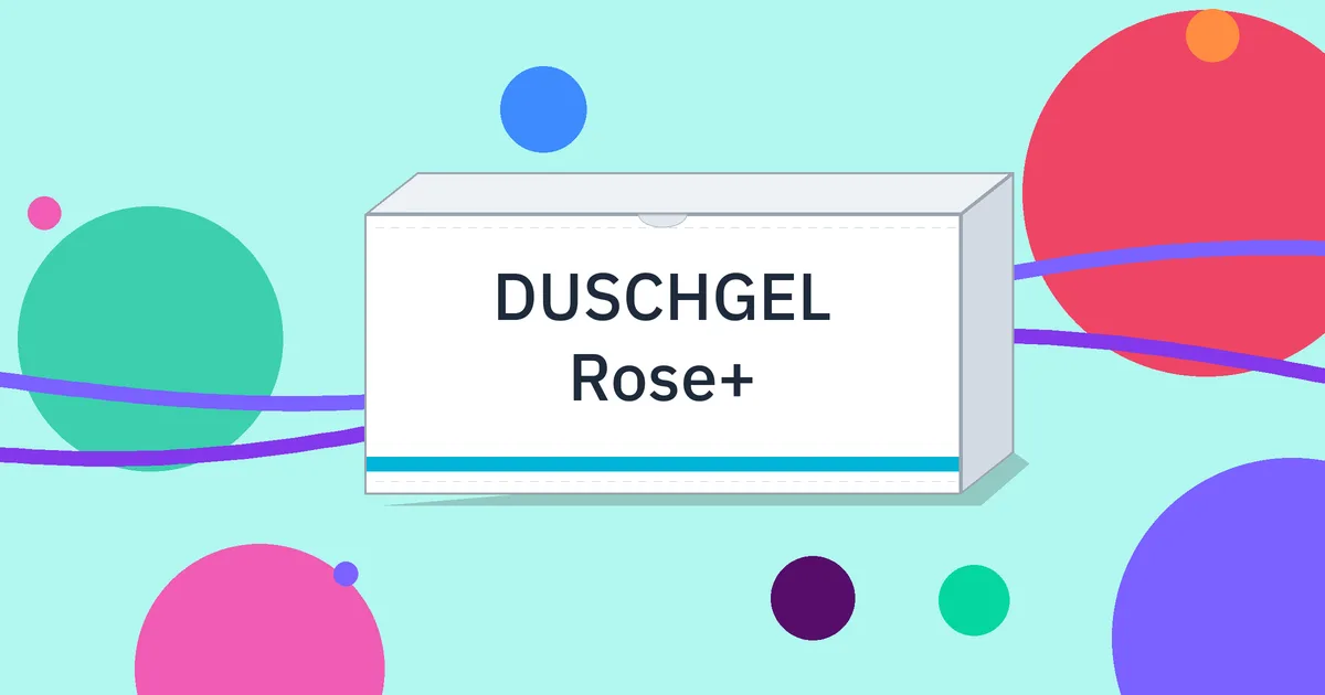 Symbolbild: Packung mit der Aufschrift DUSCHGEL Rose+ (PZN 17428133) – Verfügbarkeit und Bezug in Apotheken in Frankfurt am Main