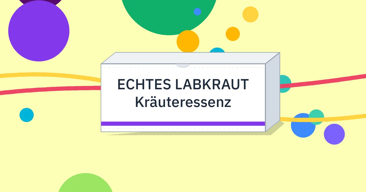 Symbolbild: Packung mit der Aufschrift ECHTES LABKRAUT Kräuteressenz (PZN 13819687) – Verfügbarkeit und Bezug in Apotheken in Frankfurt am Main