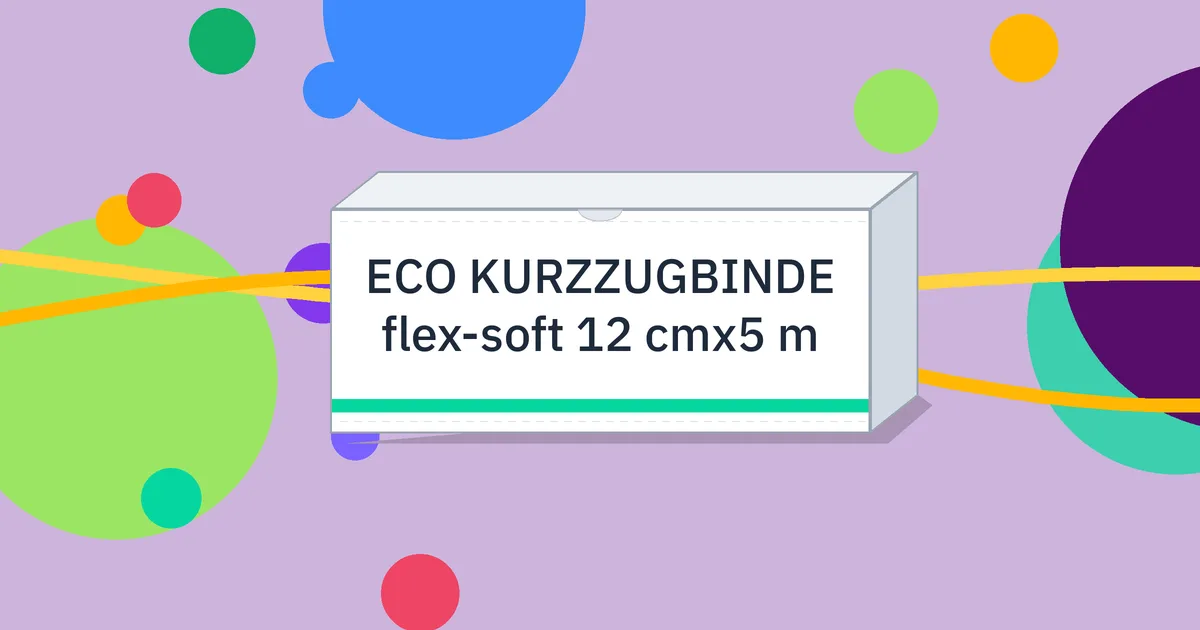 Symbolbild: Packung mit der Aufschrift ECO KURZZUGBINDE flex-soft 12 cmx5 m (PZN 10518979) – Verfügbarkeit und Bezug in Apotheken in Frankfurt am Main