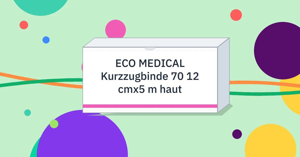Symbolbild: Packung mit der Aufschrift ECO MEDICAL Kurzzugbinde 70 12 cmx5 m haut (PZN 10787314) – Verfügbarkeit und Bezug in Apotheken in Frankfurt am Main