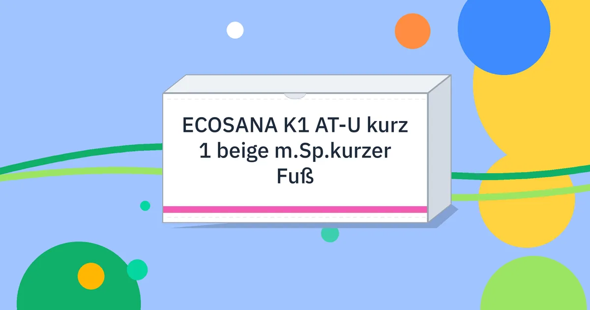 Symbolbild: Packung mit der Aufschrift ECOSANA K1 AT-U kurz 1 beige m.Sp.kurzer Fuß (PZN 04732651) – Verfügbarkeit und Bezug in Apotheken in Frankfurt am Main