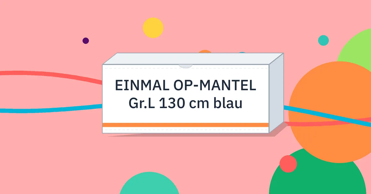 Symbolbild: Packung mit der Aufschrift EINMAL OP-MANTEL Gr.L 130 cm blau (PZN 15993461) – Verfügbarkeit und Bezug in Apotheken in Frankfurt am Main